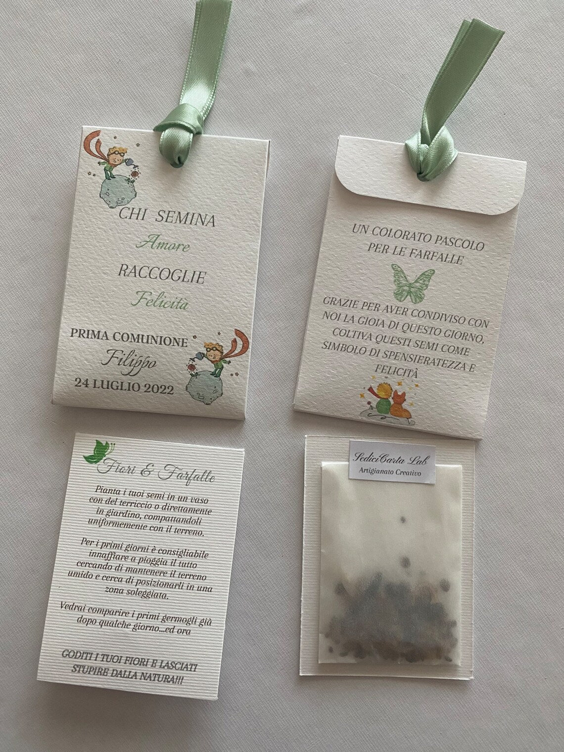 Segnaposto seminabile in bustina con semi da piantare personalizzabile ...